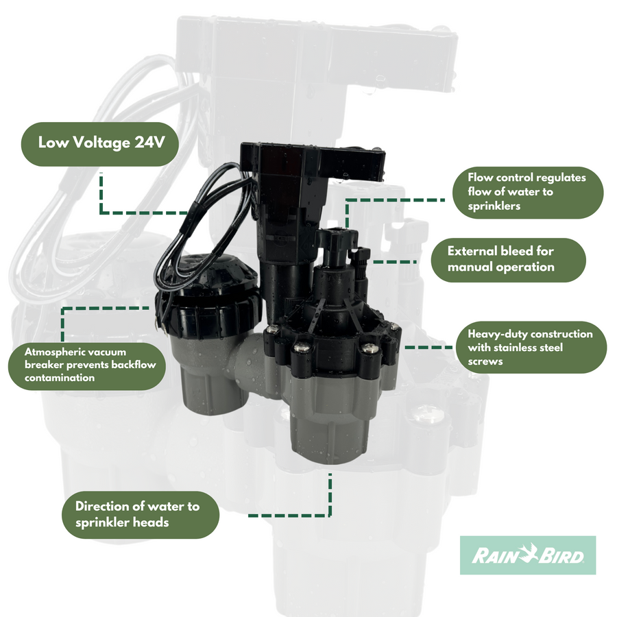 Rain Bird Sprinkler Irrigation Valve Anti-Siphon with Flow Control ...
